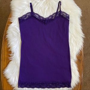 Active Basic | Tops | Purple Vneck Lace Cami With Adjustable Straps ...